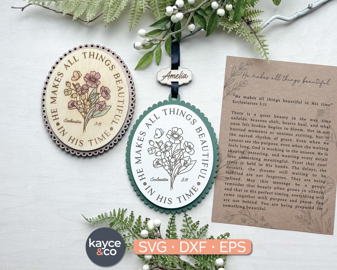 Story Card He Makes All Things Beautiful Ornament SVG, Car Charm ...