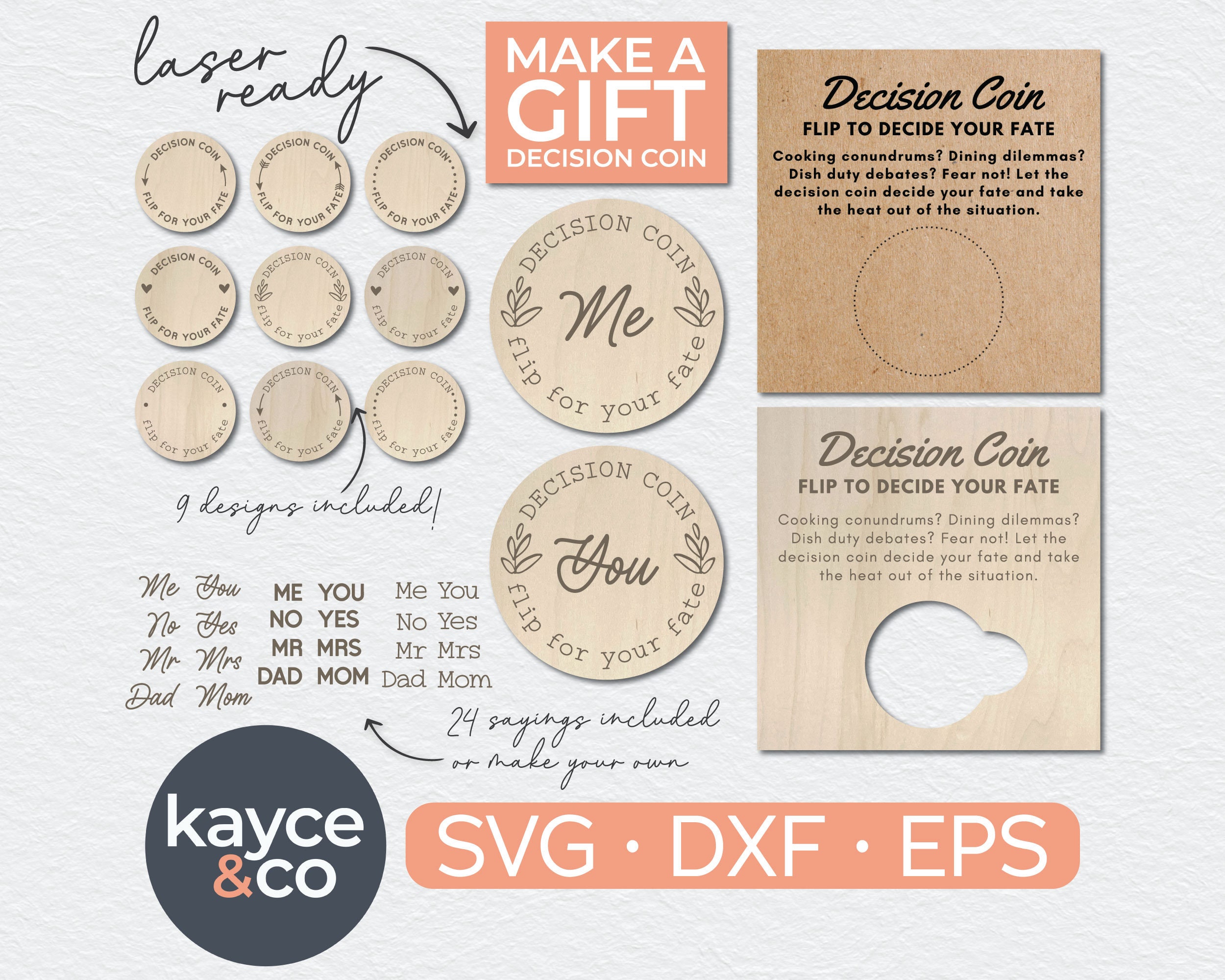 Funny Decision Coin Svg Bundle With Story Message Card Personalized ...
