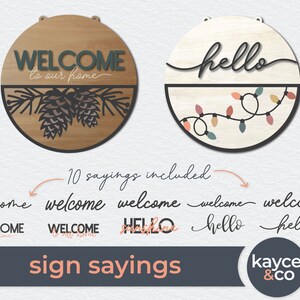 Christmas Patterned Round Welcome Sign Door Hanger Bundle Svg Porch ...
