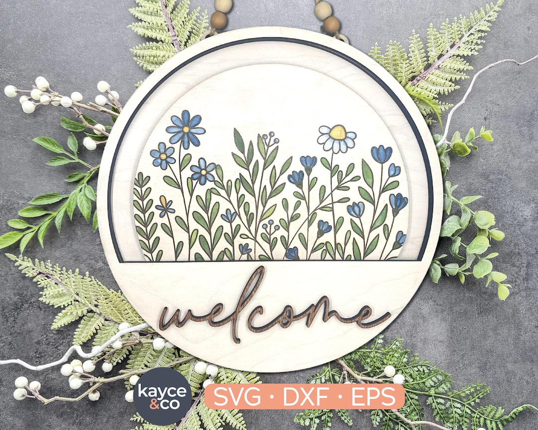 Wildflower Svg Insert for Welcome Sign Interchangeable Door Hanger Svg ...