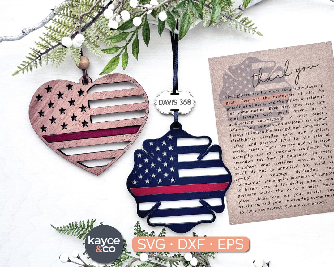 Story Card Firefighter Ornament Svg Car Charm, Suncatcher, Appreciation ...