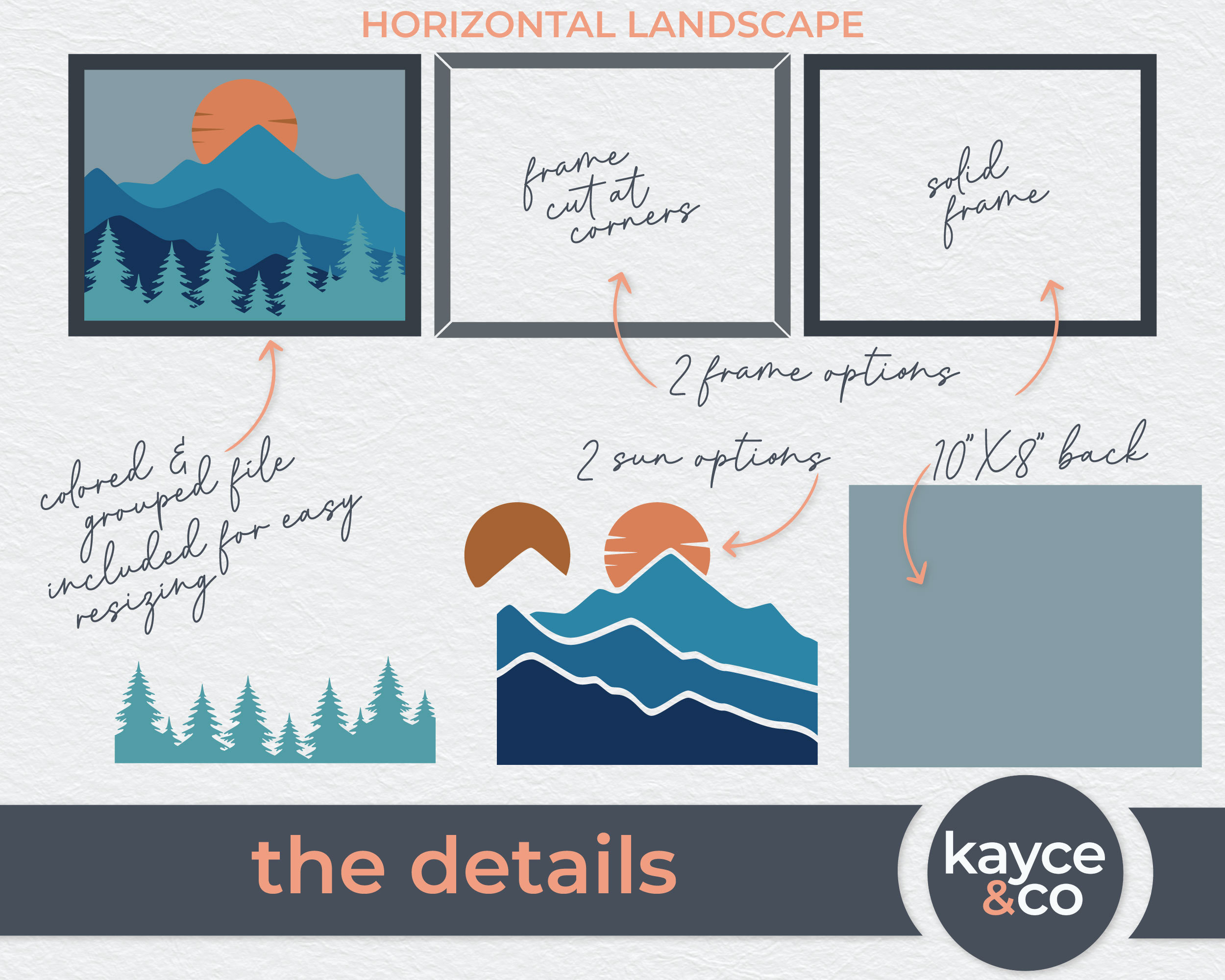 Landscape Mountain Sign Svg Horizontal + Vertical, Layered Scenery ...