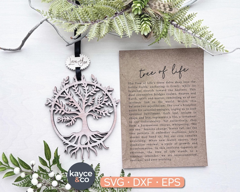 Story Card Tree of Life Ornament Svg Car Charm Inspirational Keepsake ...