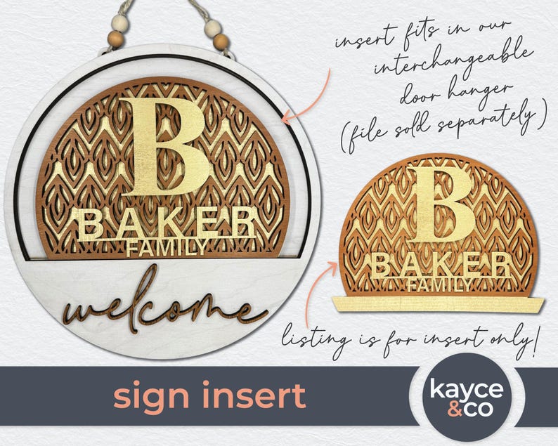 Pattern INSERT for Welcome Sign Interchangeable Door Hanger Monogram ...