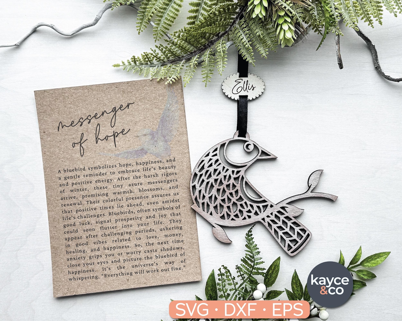 Story Card Bluebird Ornament Svg Car Charm Inspirational Keepsake ...