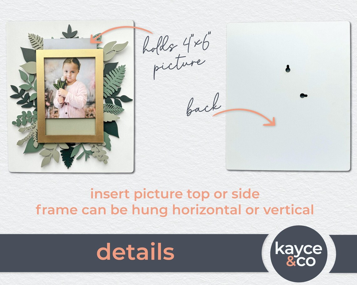 Floral Picture Frame Svg, Insert 4x6 Photo, Horizontal or Vertical ...