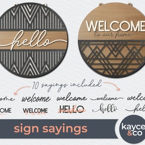 Geometric Patterned Round Welcome Sign Door Hanger Bundle Svg, Porch ...