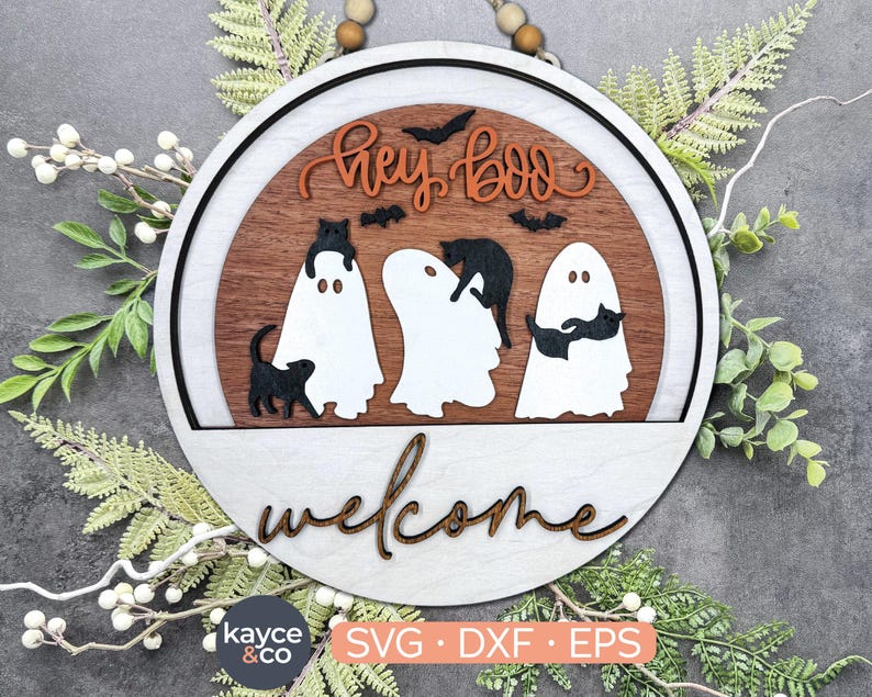 Ghost INSERT for Welcome Sign Interchangeable Door Hanger Halloween Cat ...