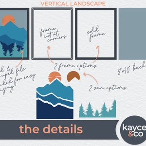 Landscape Mountain Sign Svg Horizontal + Vertical, Layered Scenery ...