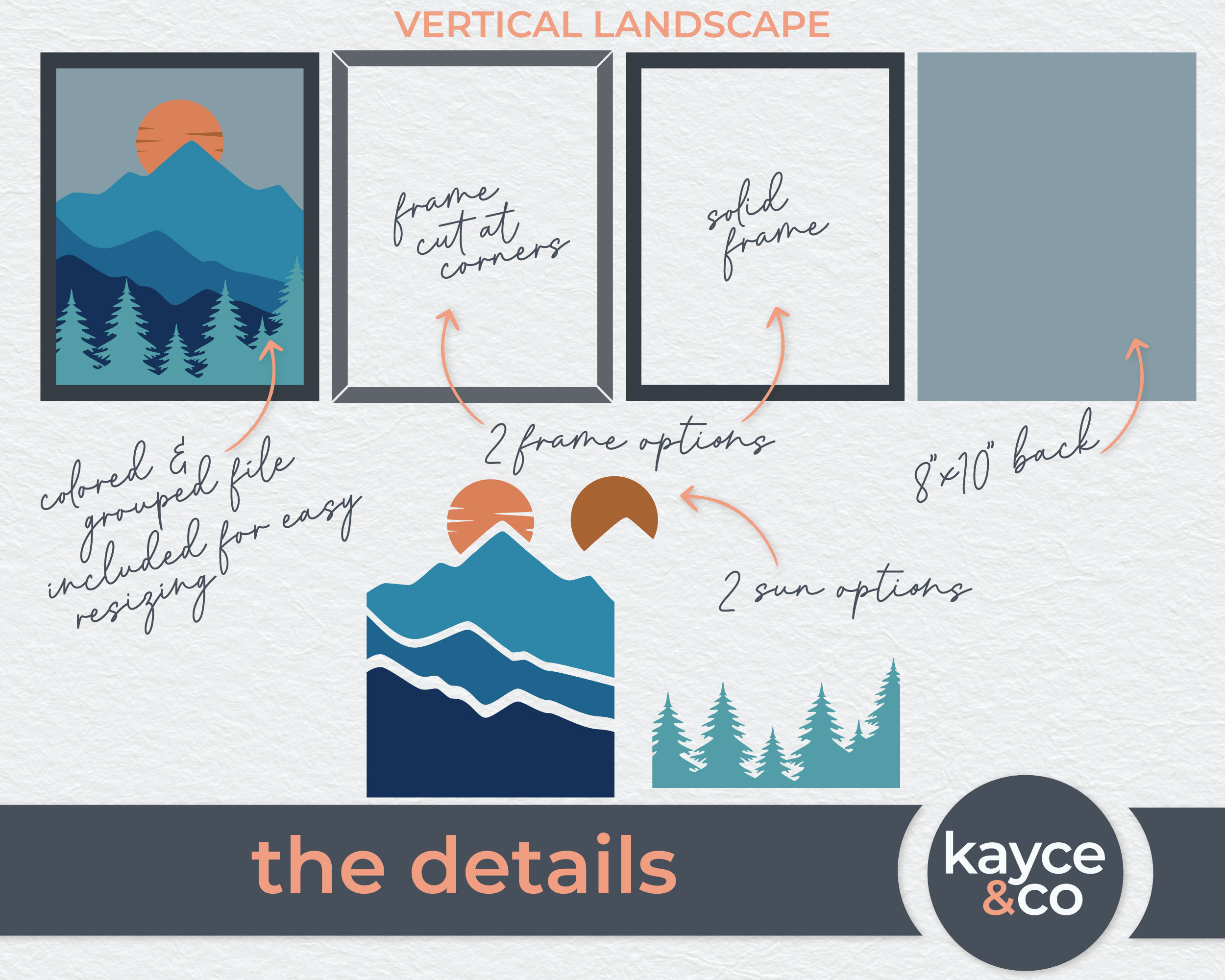 Landscape Mountain Sign Svg Horizontal + Vertical, Layered Scenery ...