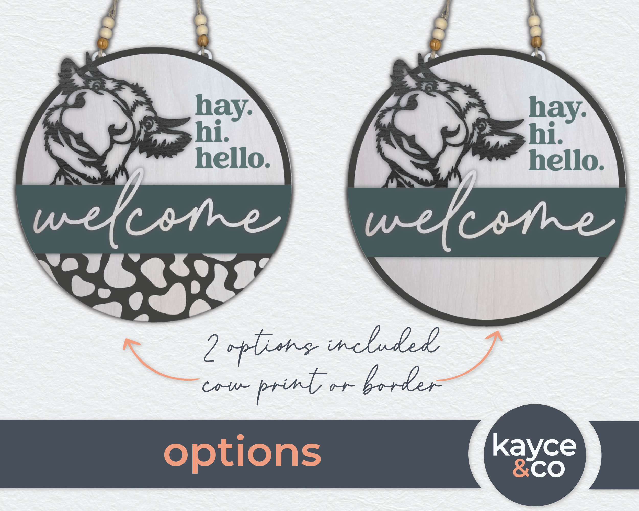 Cow Svg for Welcome Sign Door Hanger Svg, Hay, Hi Hello Door Sign, Cow ...