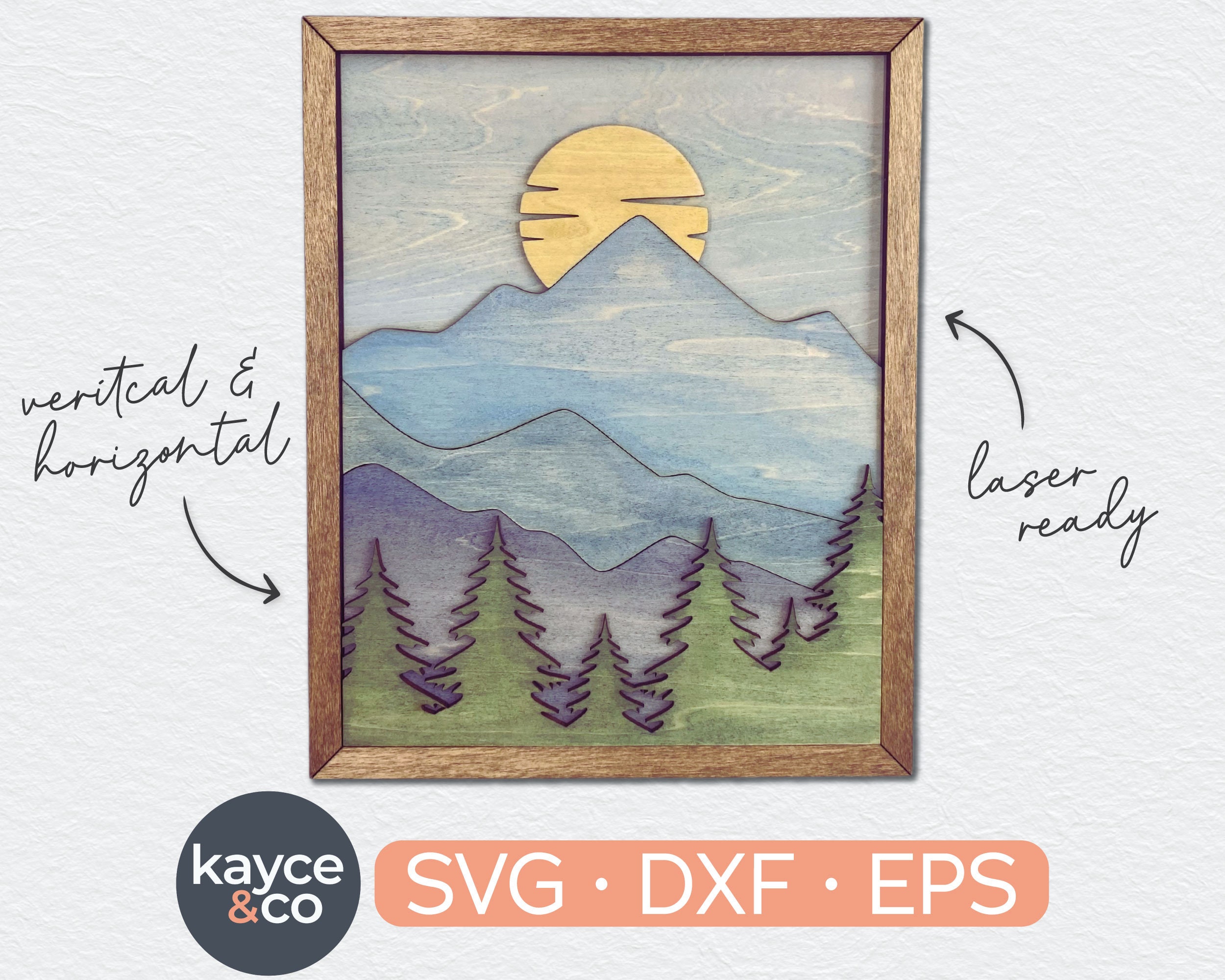 Landscape Mountain Sign Svg Horizontal + Vertical, Layered Scenery ...