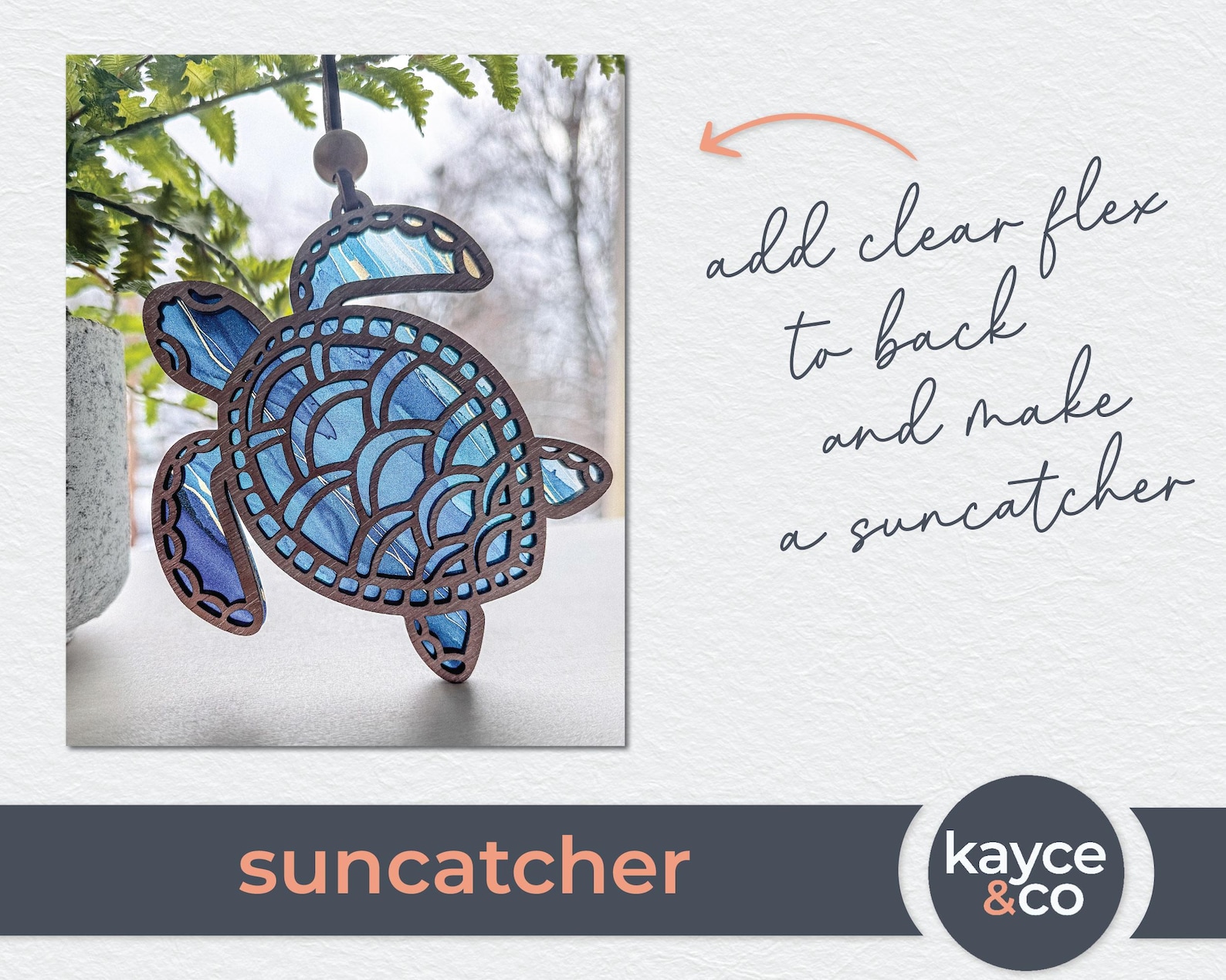 Story Card Sea Turtle Ornament Svg Suncatcher, Car Charm Inspirational ...