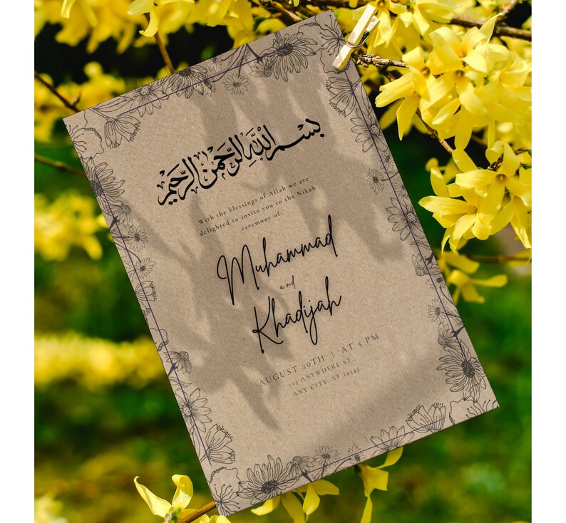 Editable Canva Nikah Invitation Template, Craft Paper Imitation, Beige ...