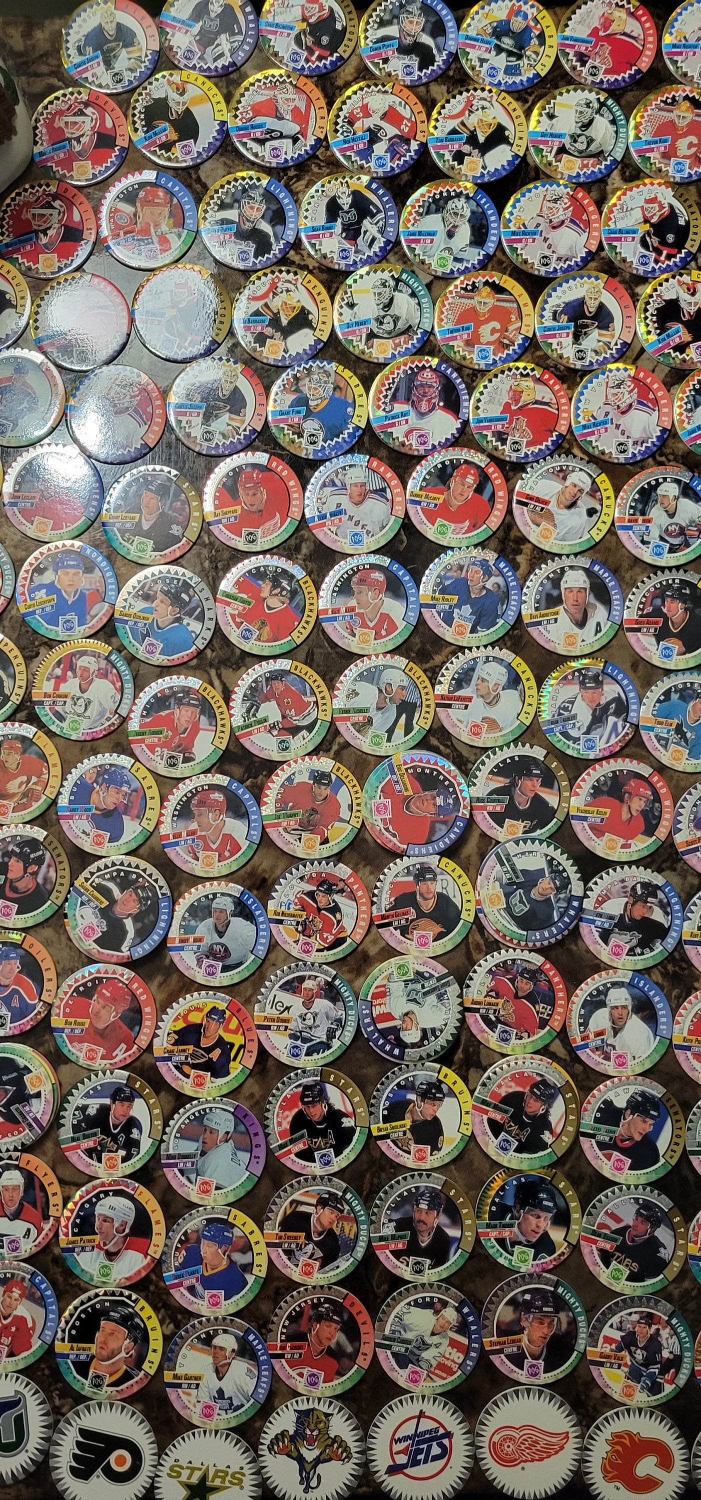 1994 Vintage Milk Cap NHL HOLOGRAPHIC Pogs Original Lot 200 Rare Names ...