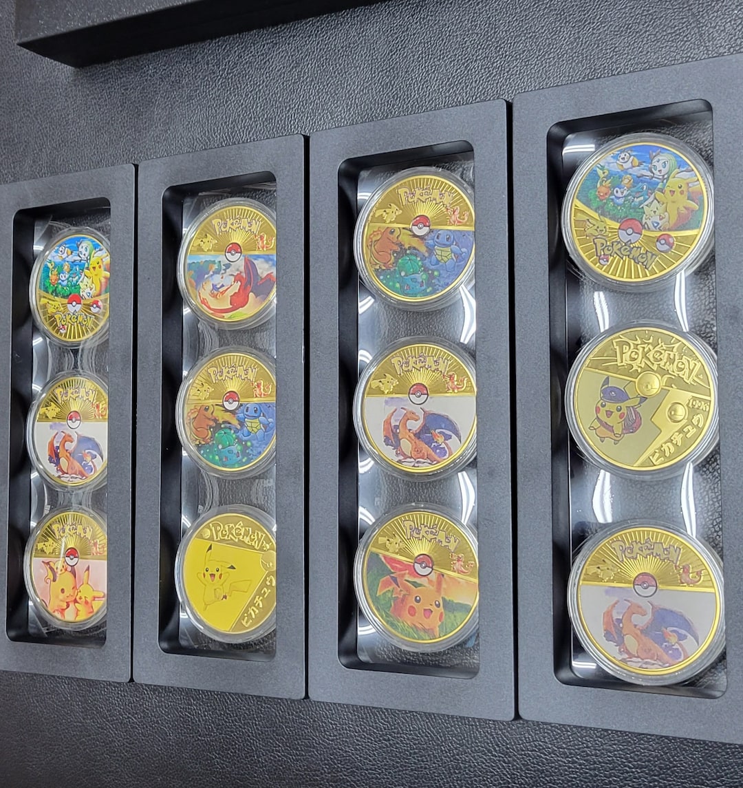 24k Gold Plated Encapsulated Pokémon Coin Set of 12 Uncirculated Plus ...