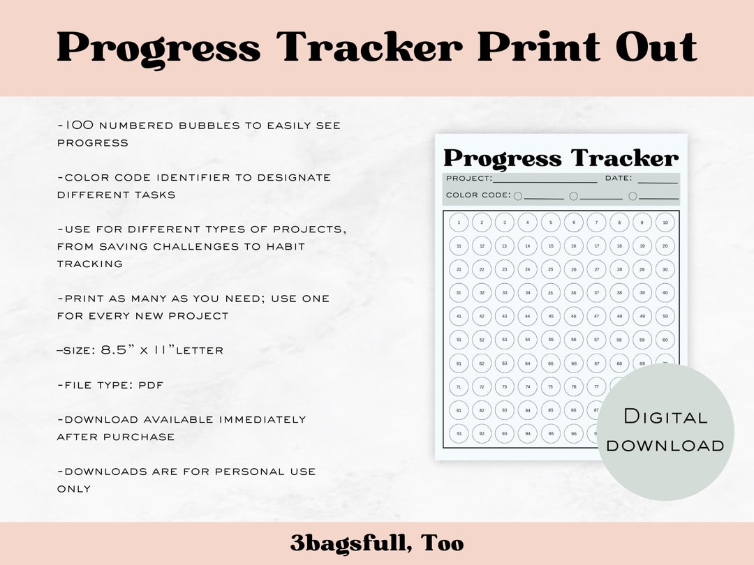 100 Bubble Progress Tracker - Mood, Weight Loss, Miles, Tasks, Books ...