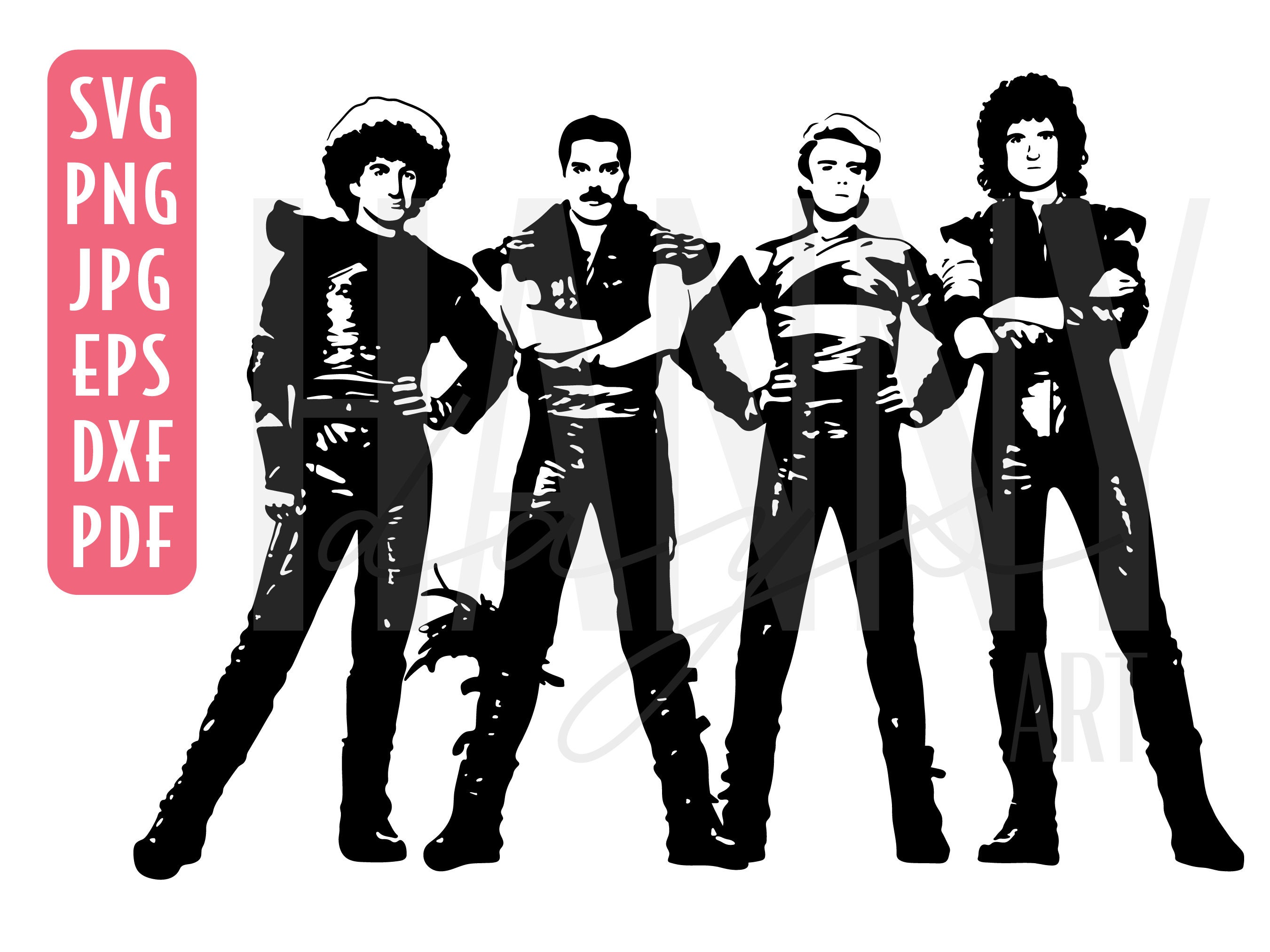 Queen SVG Radio Ga Ga Clip Art, Queen Band Members Clipart, Freddie ...