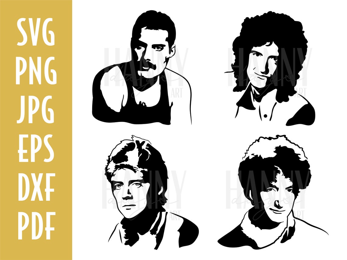 Queen SVG Bundle, Queen Band Members Clipart, Freddie Mercury Svg ...