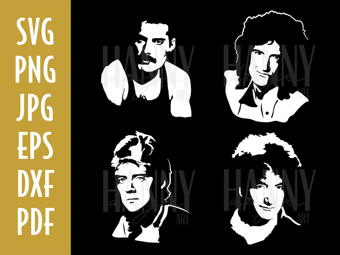 Queen SVG Bundle, Queen Band Members Clipart, Freddie Mercury SVG ...