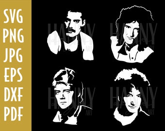 Queen SVG Bundle, Queen Band Members Clipart, Freddie Mercury Svg ...