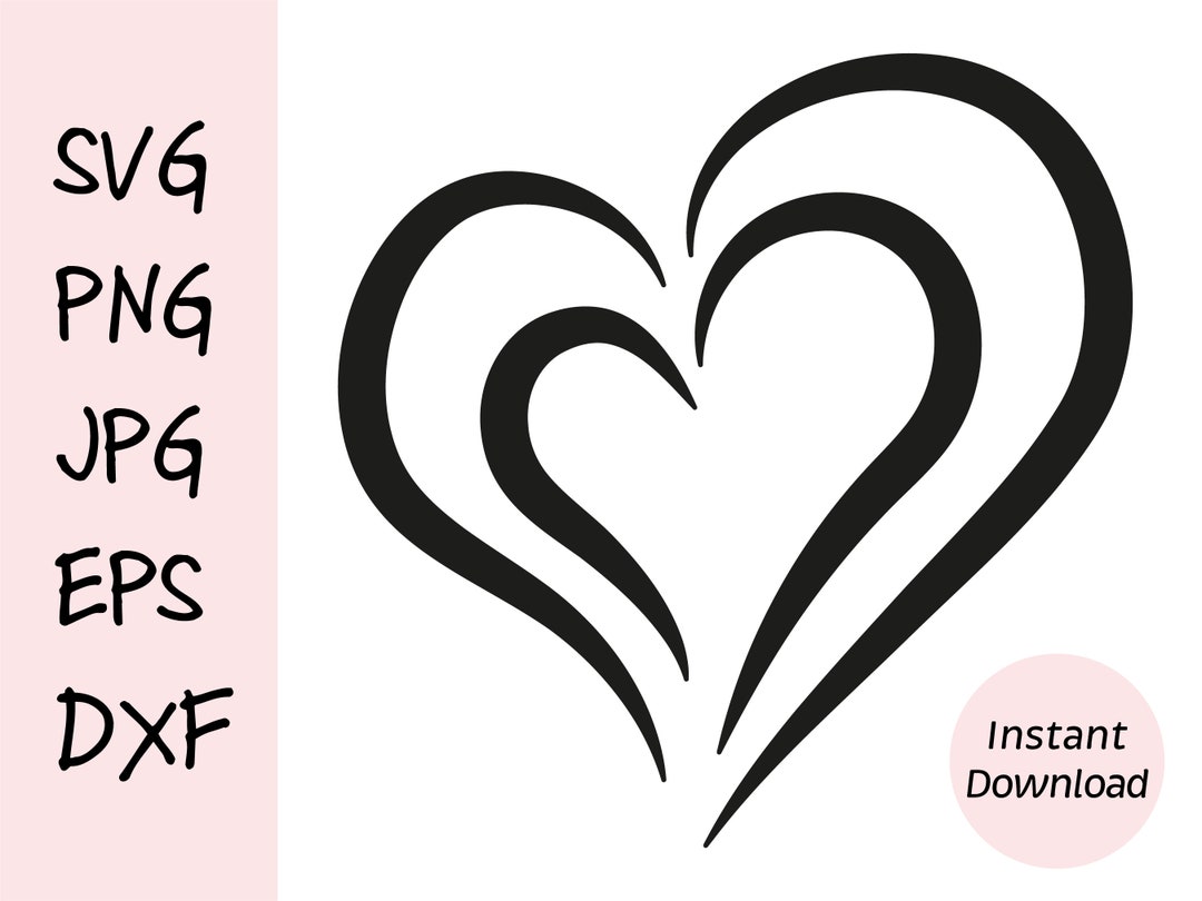 Heart SVG, Open Heart Outline, Clipart, Minimalist Simple Cute Gift ...