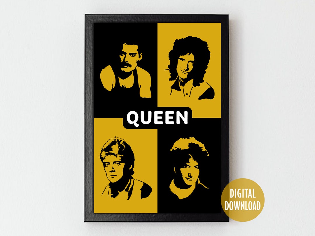 Queen Poster, Queen Band Members Wall Art, Freddie Mercury, Rock Music ...