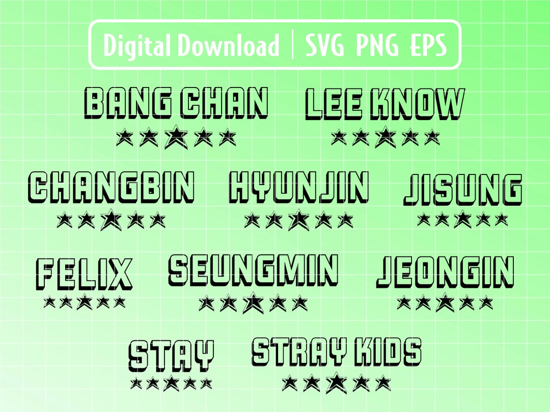 Stray Kids SVG Names, SKZ Clip Art Bundle, ATE, 5 Star Png Kpop ...