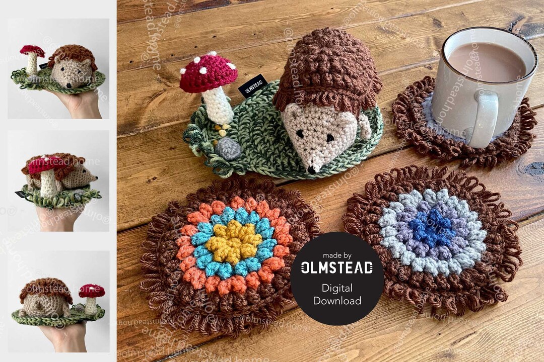 ORIGINAL Penelope Hedgehog Crochet Coaster Set - PDF Pattern - 4 ...