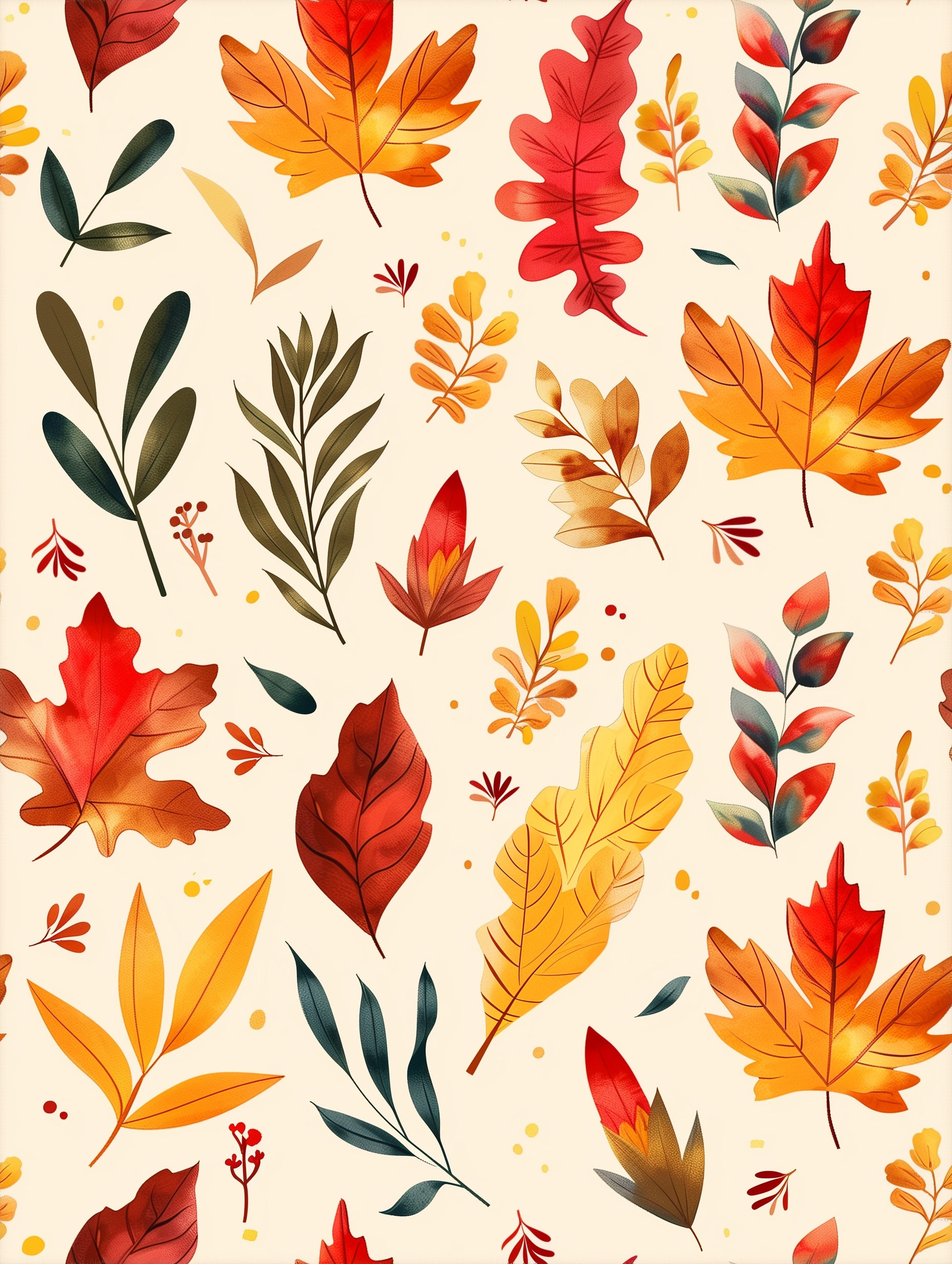 Autumn Leaves Gift Wrap: Colorful Fall Foliage, Thanksgiving Wrapping ...