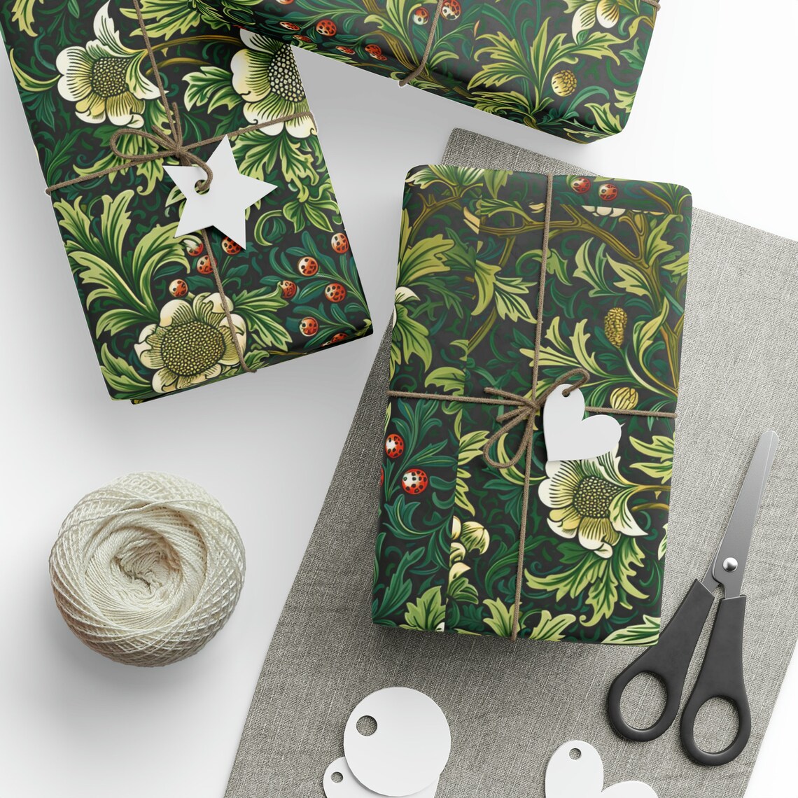 William Morris Inspired Wrapping Papers, Christmas Botanical Holiday ...