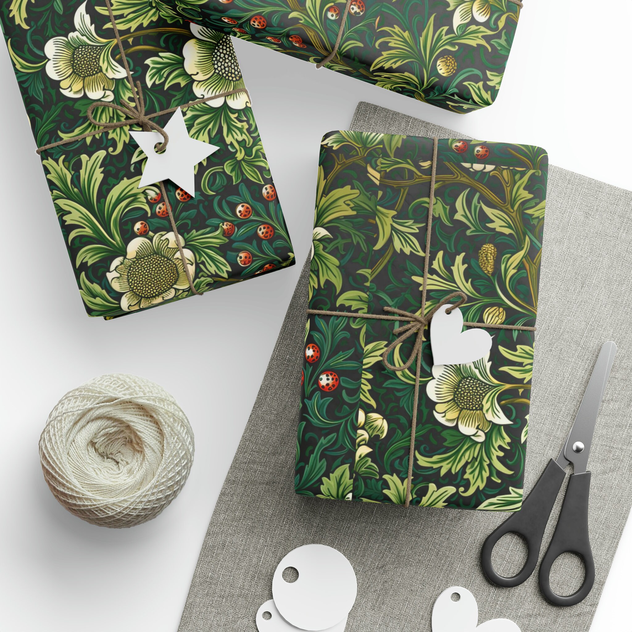 William Morris Inspired Wrapping Papers, Christmas Botanical Holiday ...