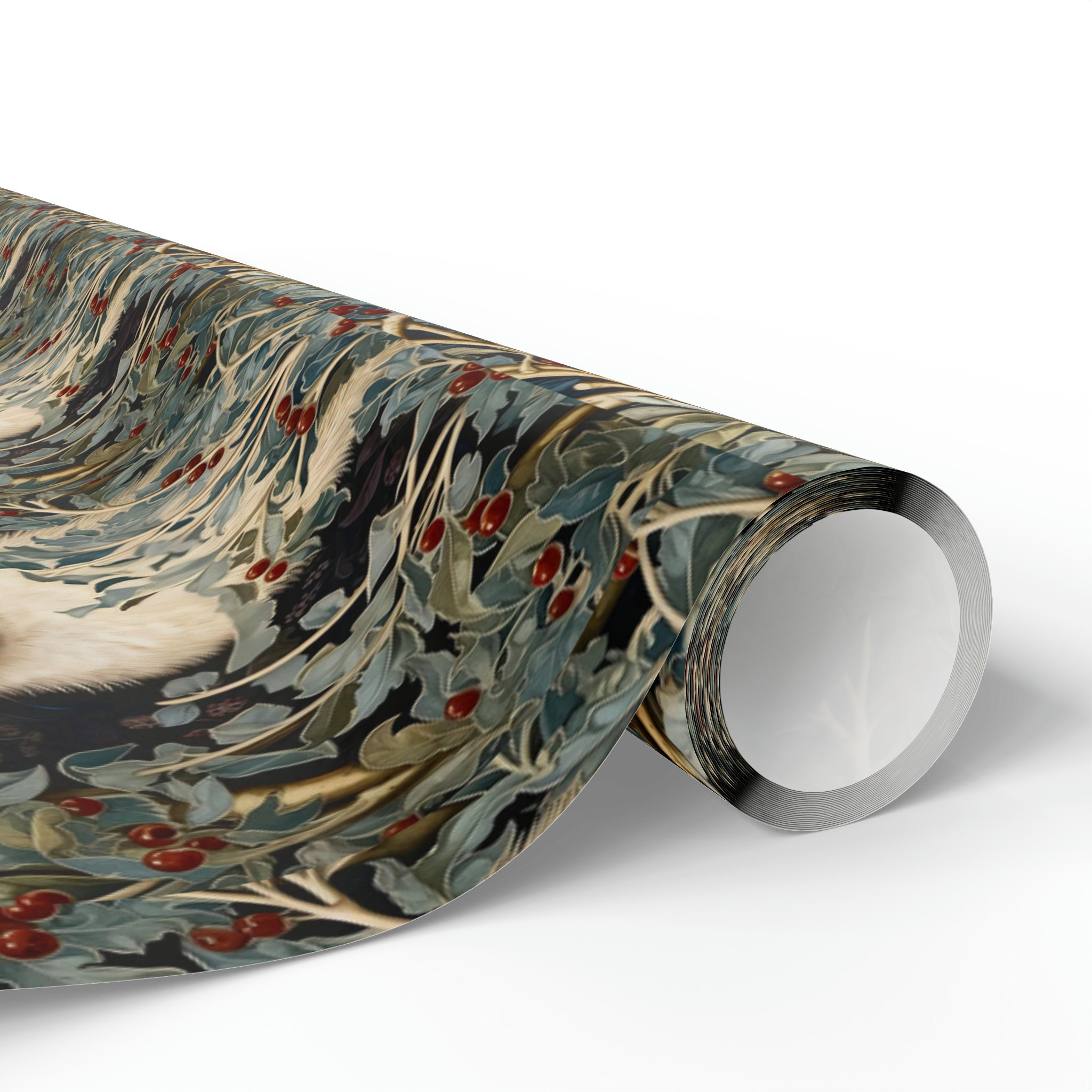 Arctic Fox in Mistletoe Snowy Scenewrapping Papers, Vintage Gift Wrap ...