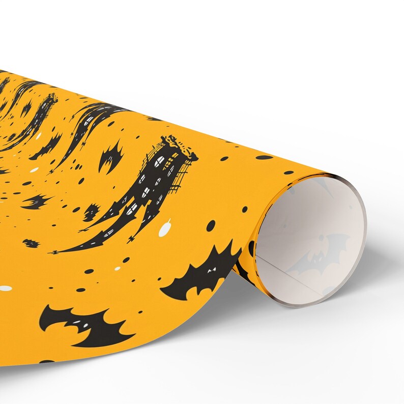 Halloween Wrapping Papers, Spooky Halloween Gift Wrap, Bats and Haunted ...
