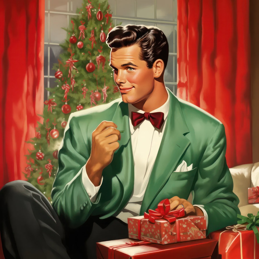 Vintage 1950s Husband Wrapping Paper, Retro 1950s Christmas Wrapping ...