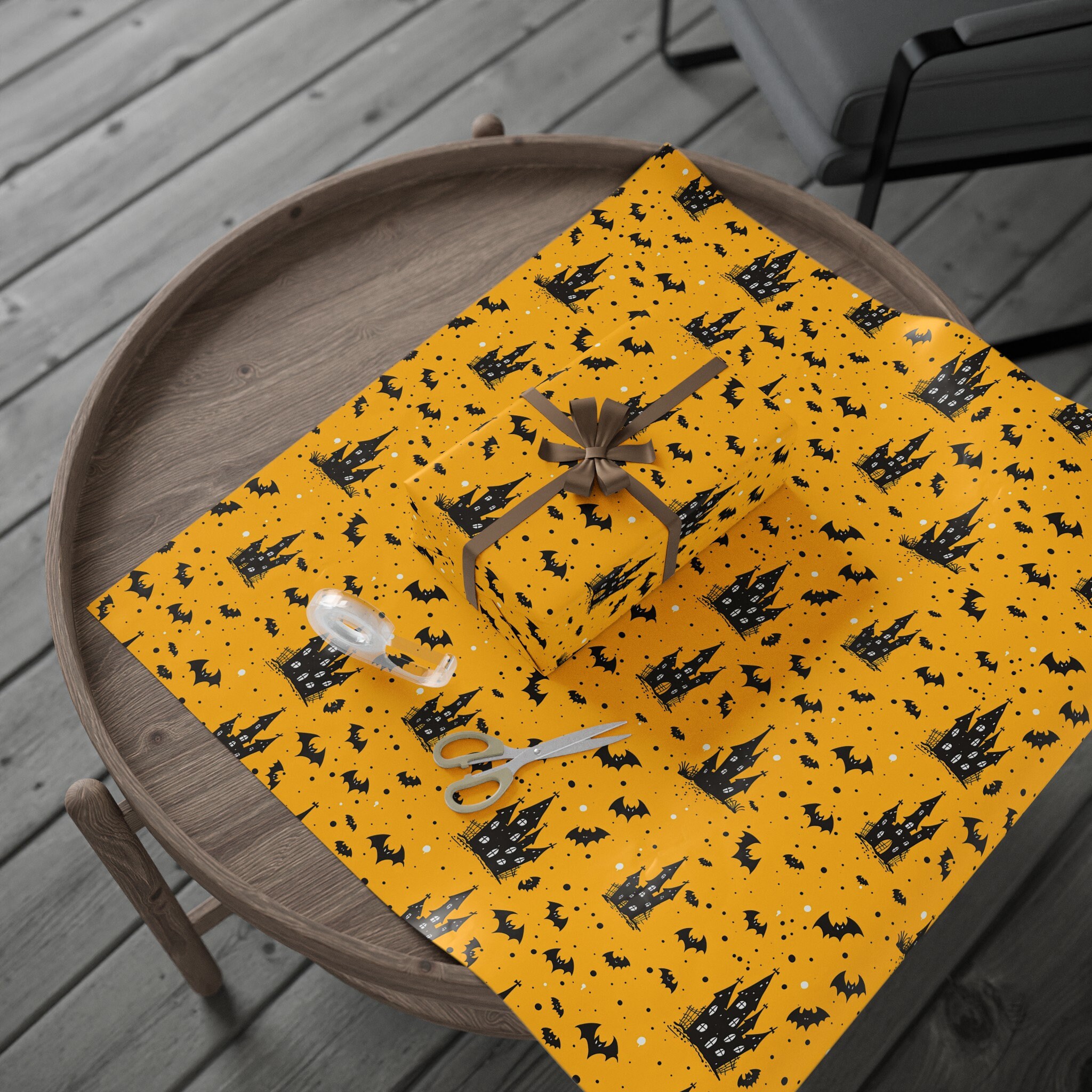 Halloween Wrapping Papers, Spooky Halloween Gift Wrap, Bats and Haunted ...