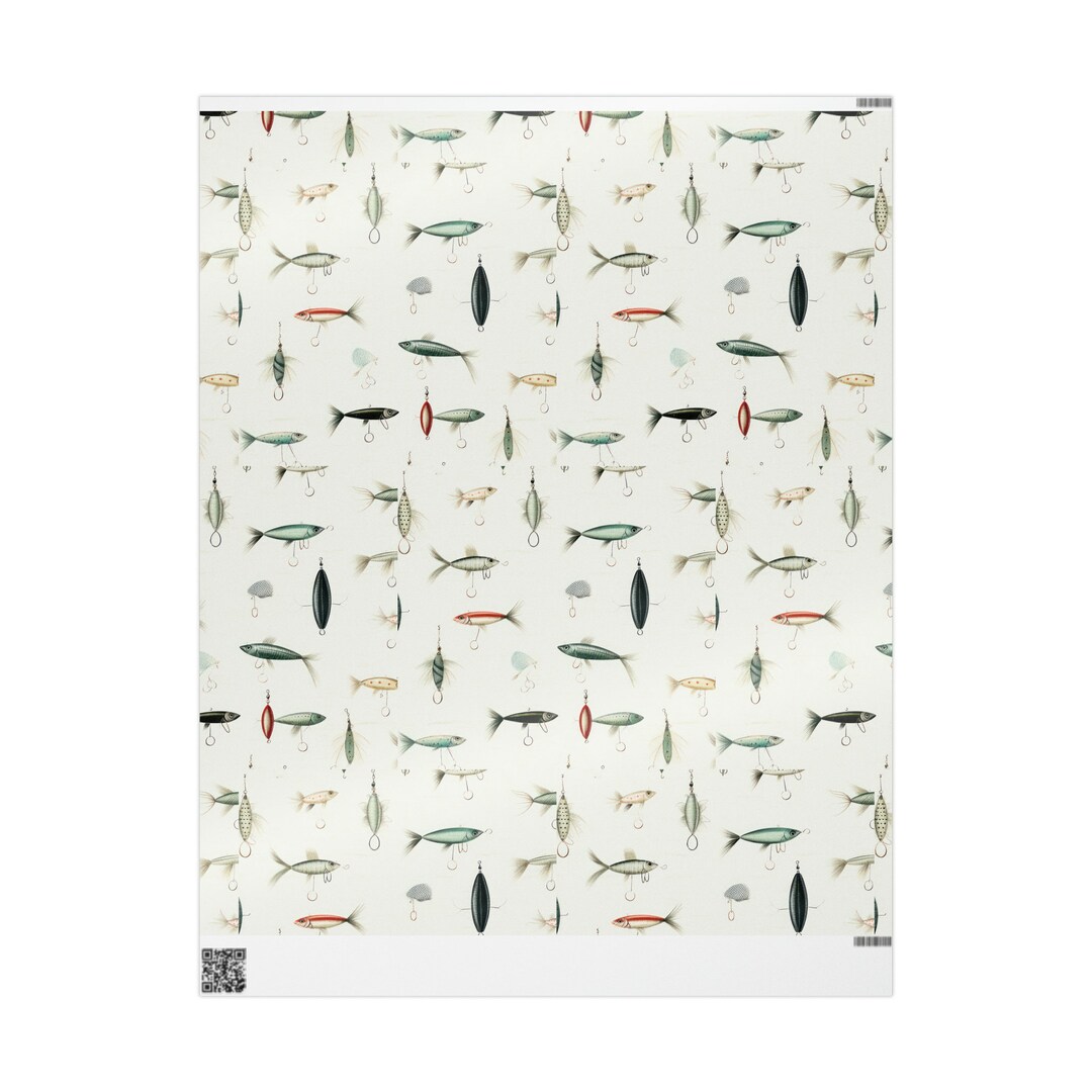 Fly Fishing Wrapping Papers, Vintage Fly Fishing Lures, Gifts for Him ...