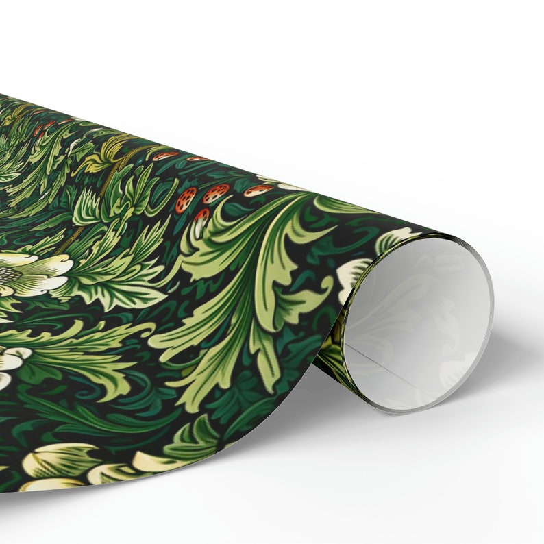 William Morris Inspired Wrapping Papers, Christmas Botanical Holiday ...