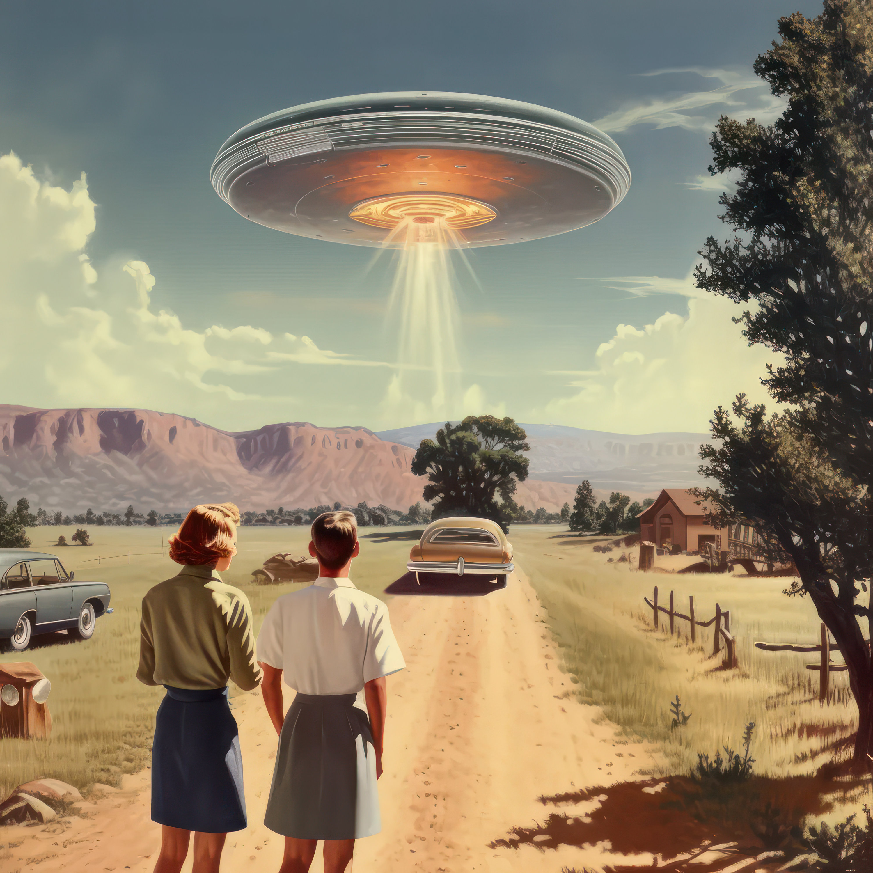 Atomic Age Roswell Alien Landing Wrapping Paper: Retro Sci-fi Gift Wrap ...