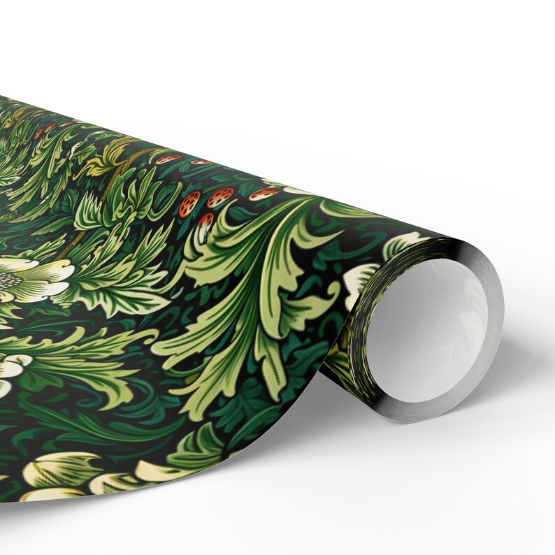 William Morris Inspired Wrapping Papers, Christmas Botanical Holiday ...
