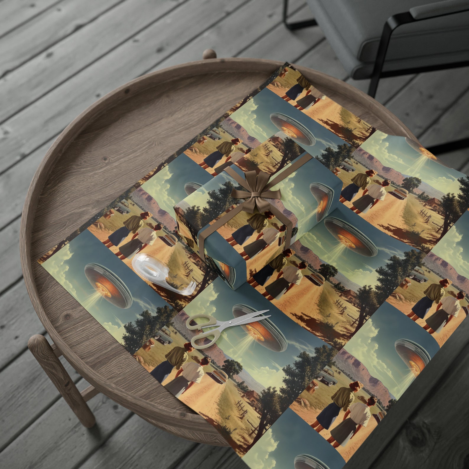 Atomic Age Roswell Alien Landing Wrapping Paper: Retro Sci-fi Gift Wrap ...