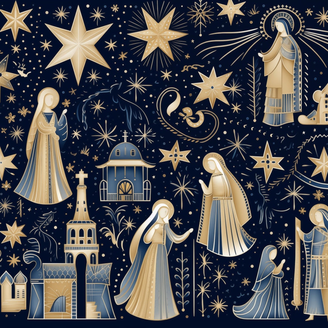 Midnight Nativity Wrapping Papers, Nativity Christmas Wrapping Paper ...