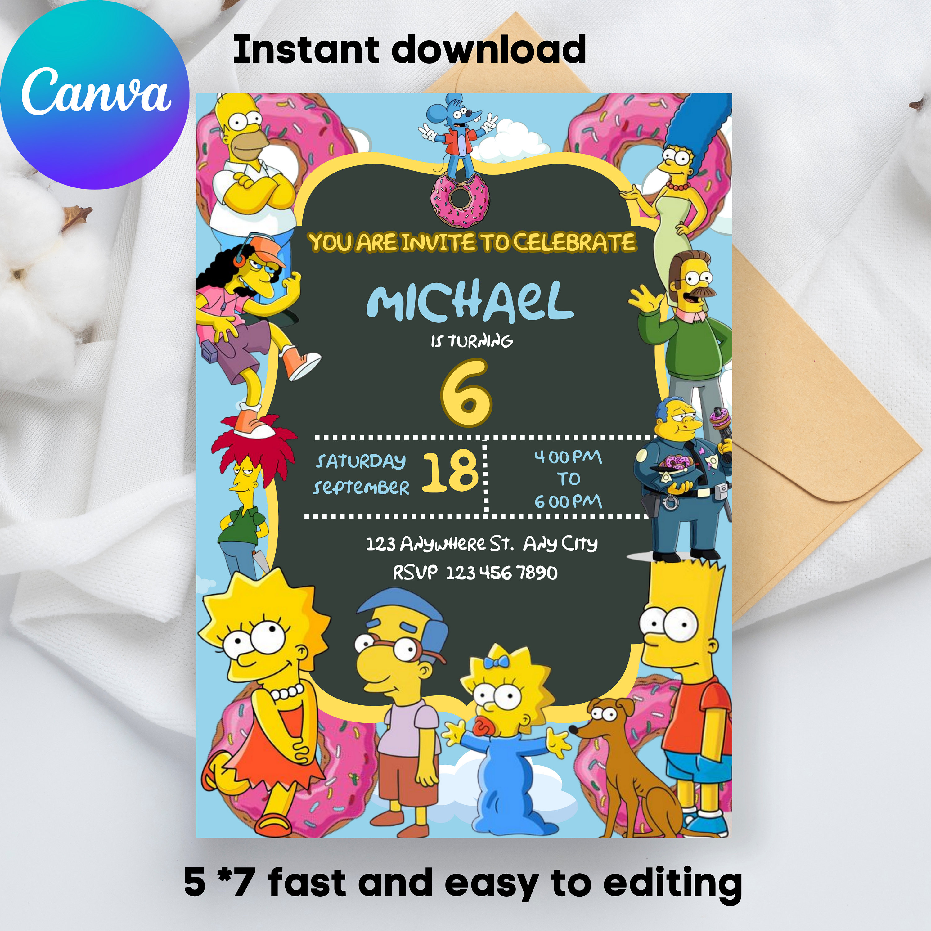 Editable Simpsons Birthday Invitations Simpsons Invitation - Etsy Australia
