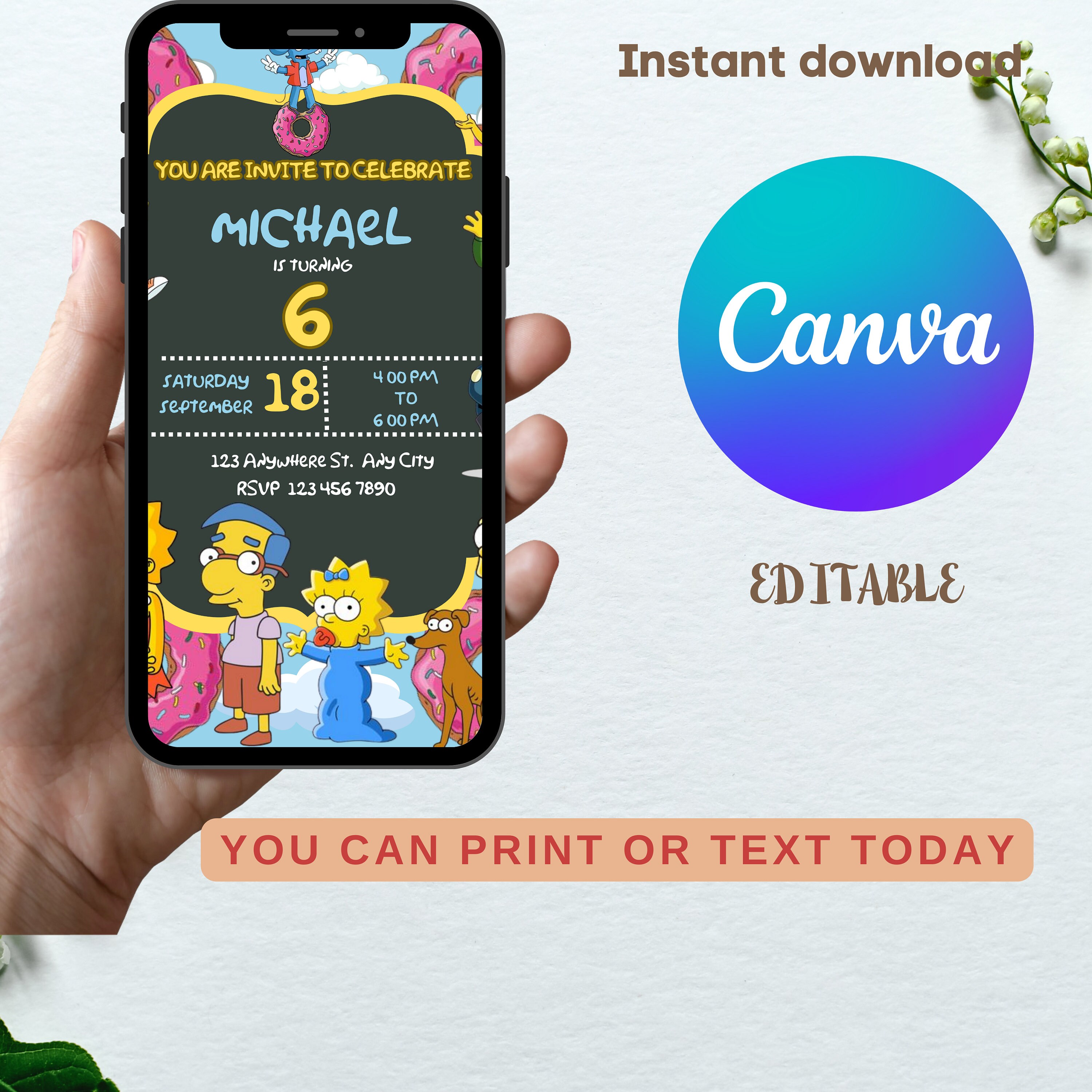 Editable Simpsons Birthday Invitations Simpsons Invitation - Etsy Australia