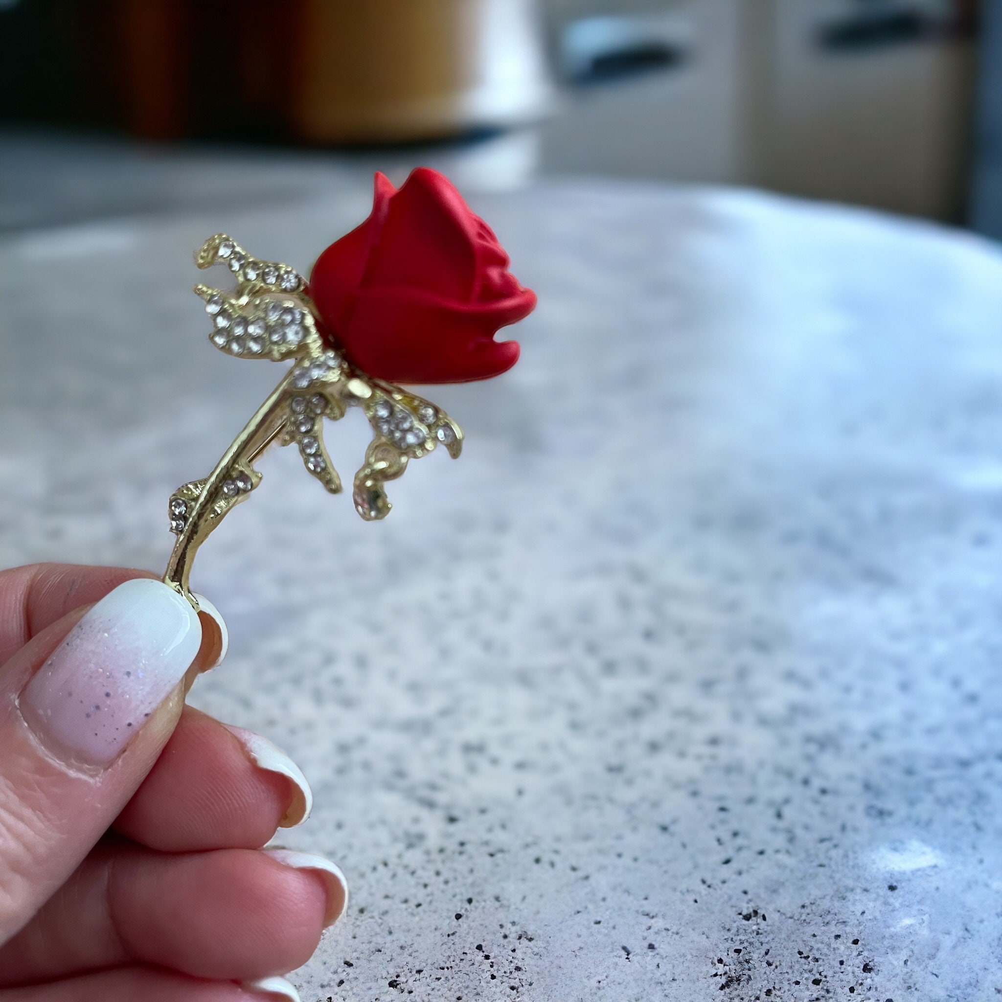 Elegant Red Rose Dress Brooch Pin Suitable for Christmas Parties and ...