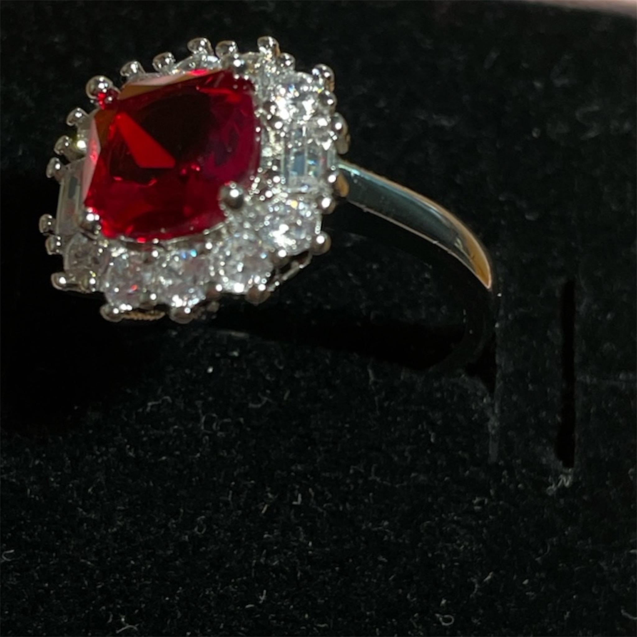 Red Ruby Silver Plated Ring: Women's Engagement Ring - Etsy