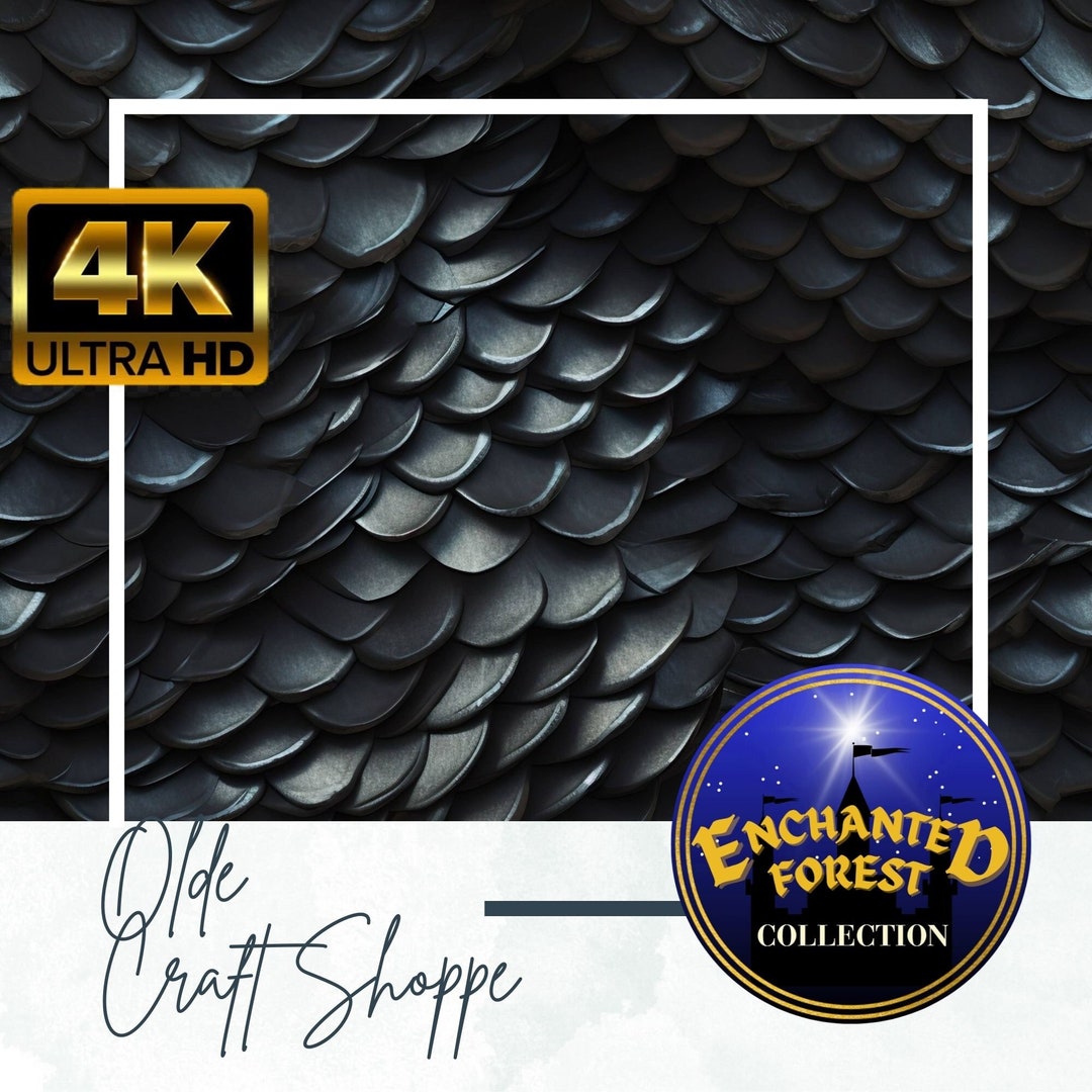 4K Premium Seamless File, Black Dragon Fish Mermaid Scales Scales ...