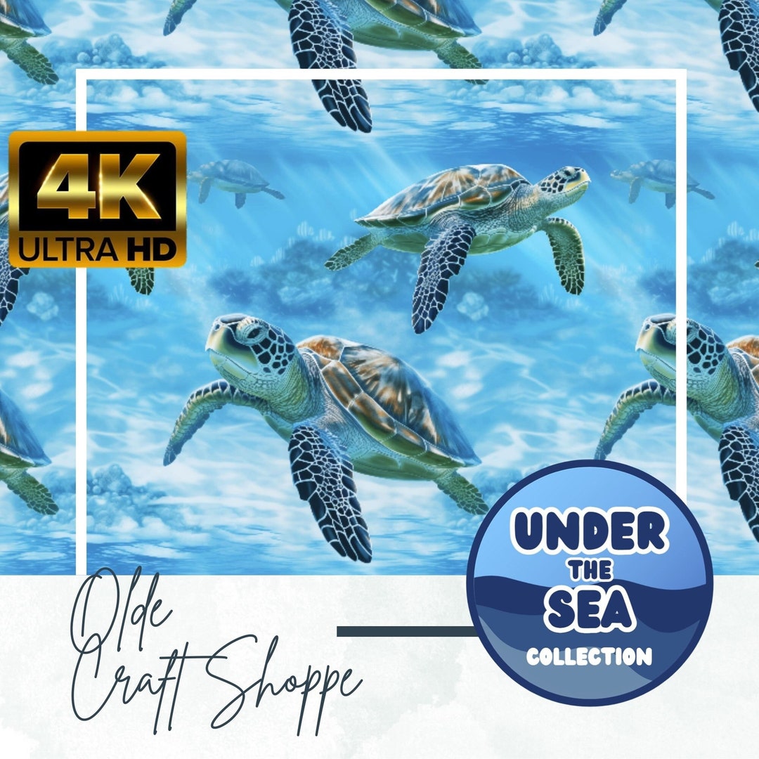 Seamless Pattern File, Photorealistic Sea Turtles, Ocean Sea Animals ...