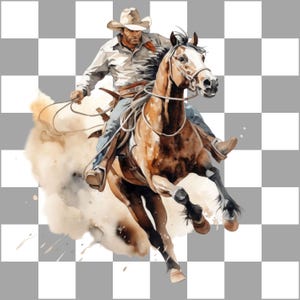 TRANSPARENT BACKGROUND Clipart Bundle, High Quality Watercolor Cowboy ...