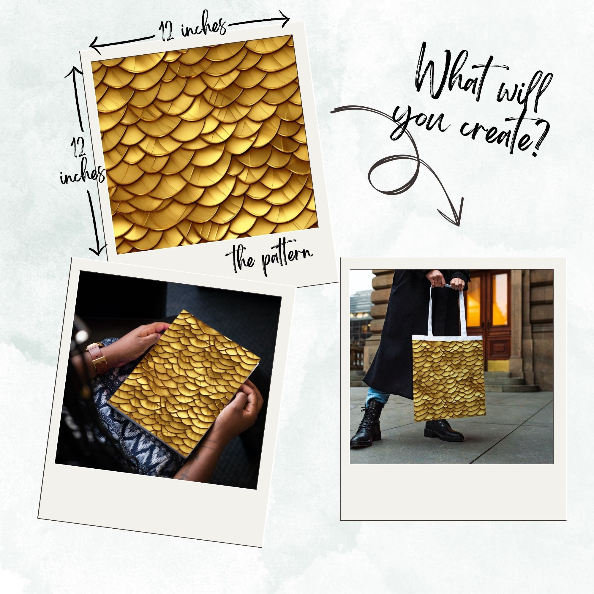 4K Premium Seamless File Gold Dragon Fish Mermaid Scales - Etsy